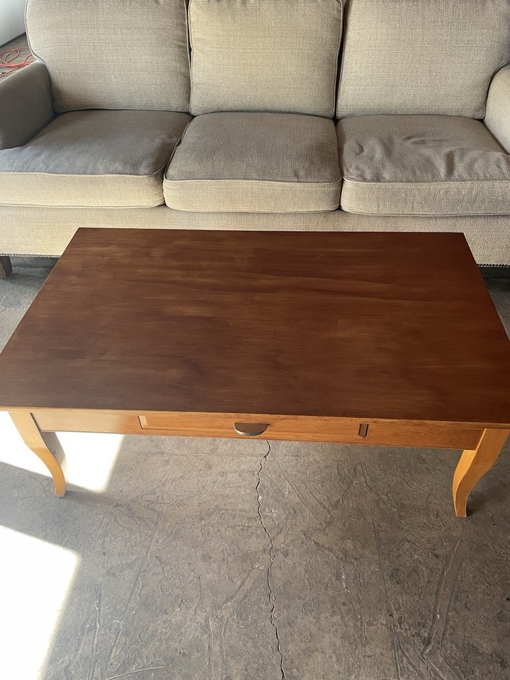 ETHAN ALLEN Country Colors Maple Coffee Table with Drawer USA Made 46 x ...