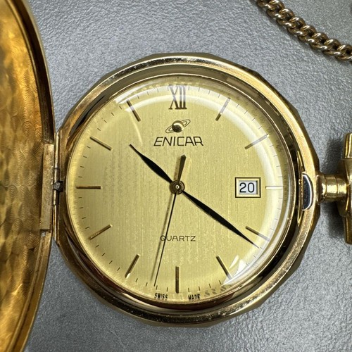 ENICAR Pocket Watch Quartz Date Dial Vintage | eBay