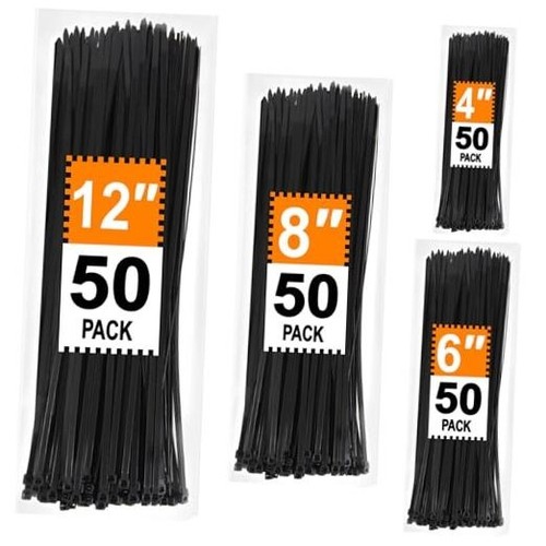 Zip Ties Assorted Sizes 4+6+8+12 inch, 200 Pack, Black 4+6+8+12 (200 Pack) | eBay