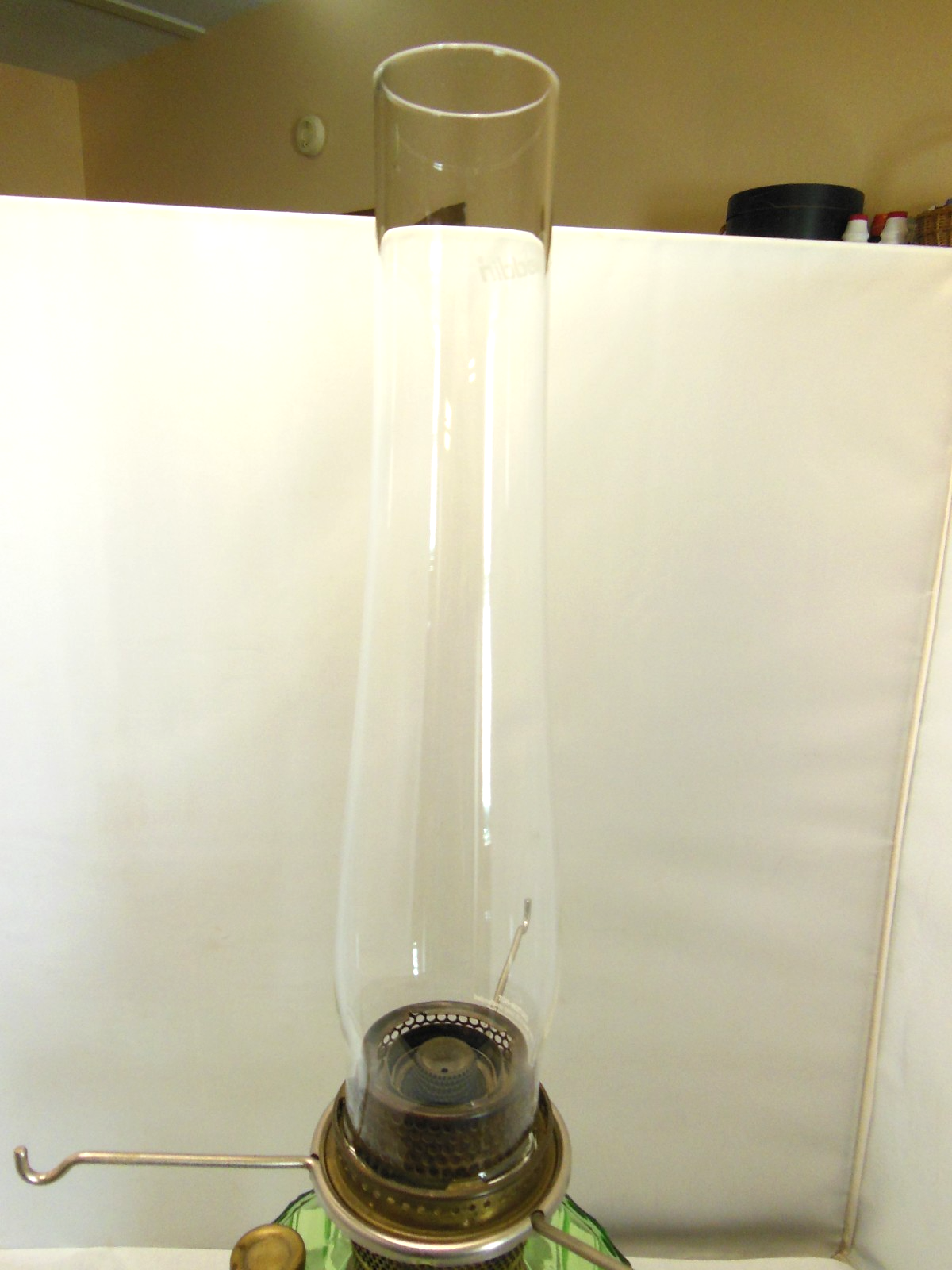 ANTIQUE ALADDIN GREEN BETA CRYSTAL CORINTHIAN OIL LAMP 1935-1936 W/ IVY ...