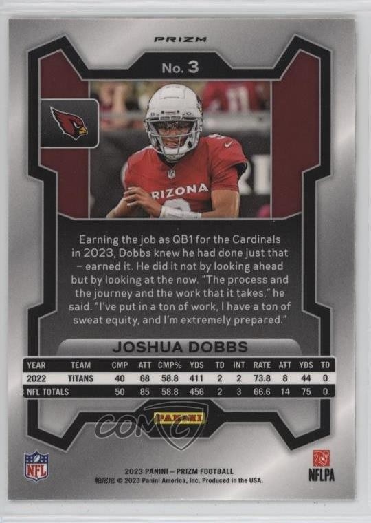 2023 Panini Prizm Black & White Checker R Joshua Dobbs #3 19fe | eBay