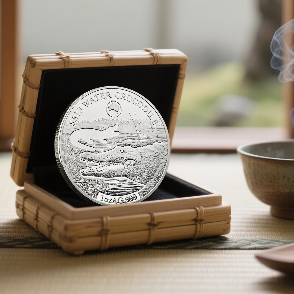Saltwater Crocodile Coin 1 oz AG .999 Fine Silver Coin 2019 Solomon ...