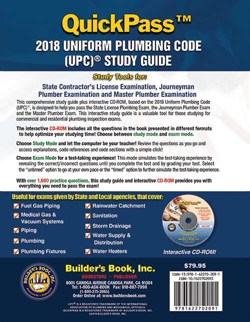 QuickPass¿ 2018 Uniform Plumbing Code (UPC)® Study Guide by Builder's ...