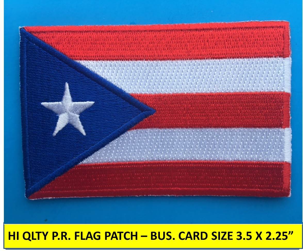 PUERTO RICO FLAG PATCH EMBROIDERED APPLIQUE IRON-ON SEW-ON (3 1/2" x 2 ...