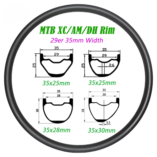 29 Inch Carbon MTB Bicycle Rim 35mm Width 25/28/30mm Depth XC AM DH ...