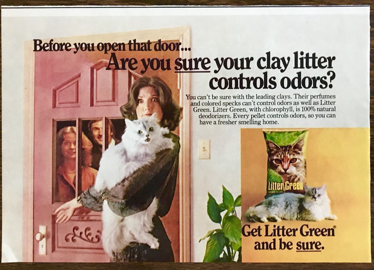 1980 Litter Green Cat Litter PRINT AD Are You Sure Yours Controls Odors ...