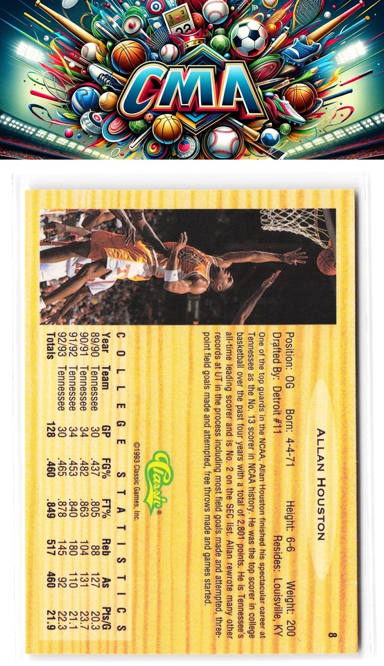 1993 Classic Draft Picks #8 Allan Houston | eBay