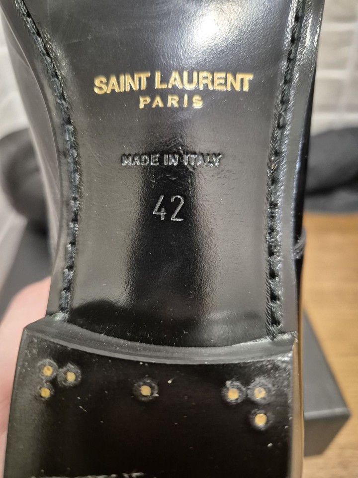 Authentic New Saint Laurent Paris YSL Noir Patent Leather Formal Shoes ...