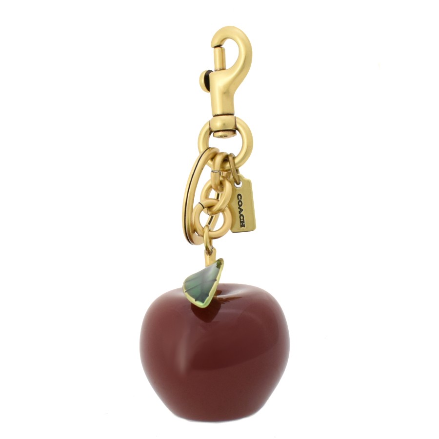 Coach Small Apple Bag Charm Keychain Red Brass Multi Unused | eBay