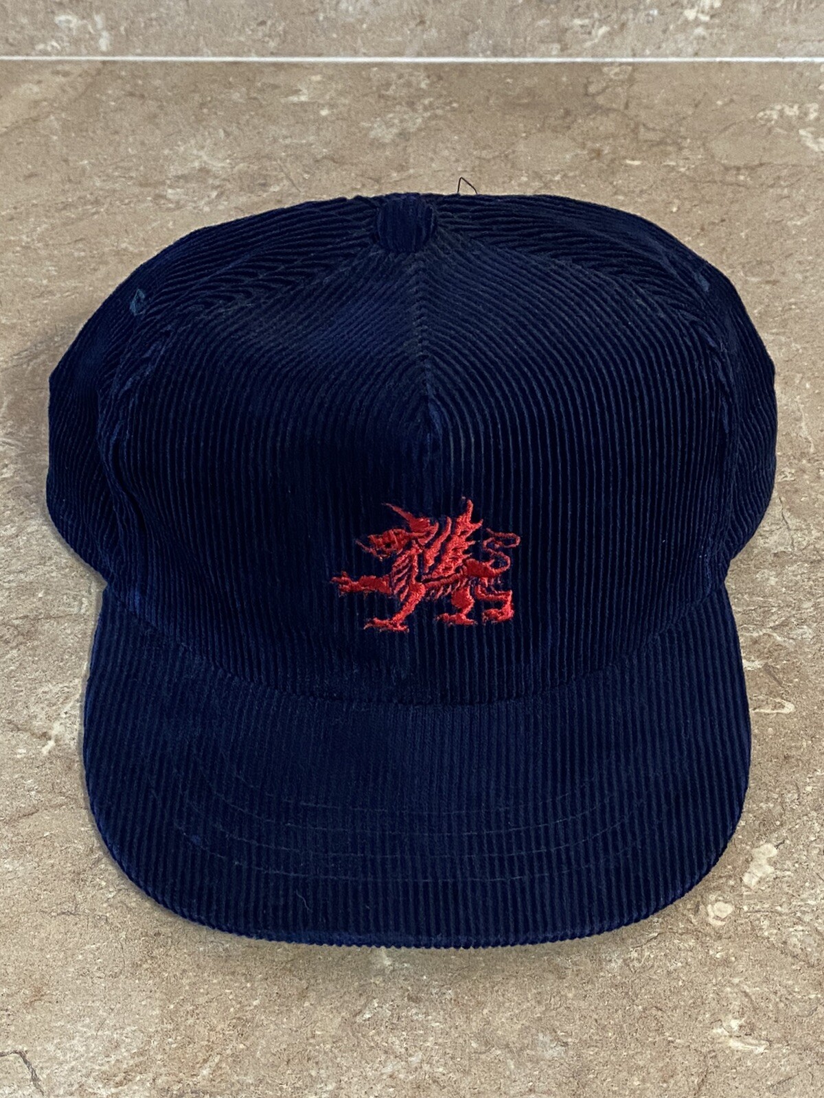 Rare Vintage Welsh Dragon Corduroy Snapback Cap Hat - Gem