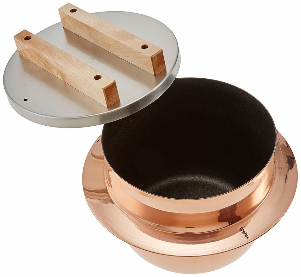 SHINKO METAL Pure Copper RICE COOKER Stainless Steel with Lid for 750g ...