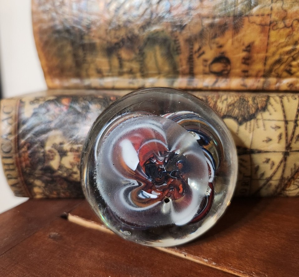 Vintage Glass Paperweight with Interesting Swirl Design and Unique Hole ...