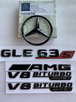 Gloss Black Rear Boot Star Badge & Emblems for Mercedes GLE63s AMG W167 ...