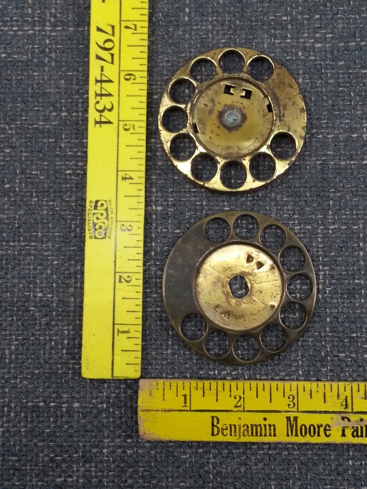 2 Vtg Brass Candlestick Telephone Number Dial Disks Covers Part | eBay