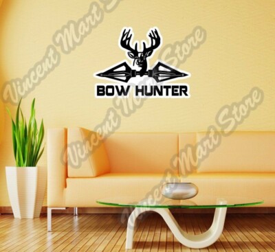 Deer Hunting Bow Hunter Aim Target Wall Sticker Room Interior Decor 25 ...