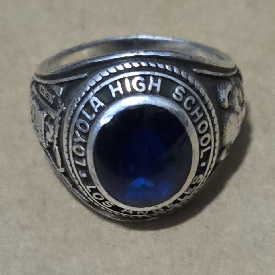 Vtg 1950s Loyola Lions High School Silver Class Ring Herff Jones LA ...
