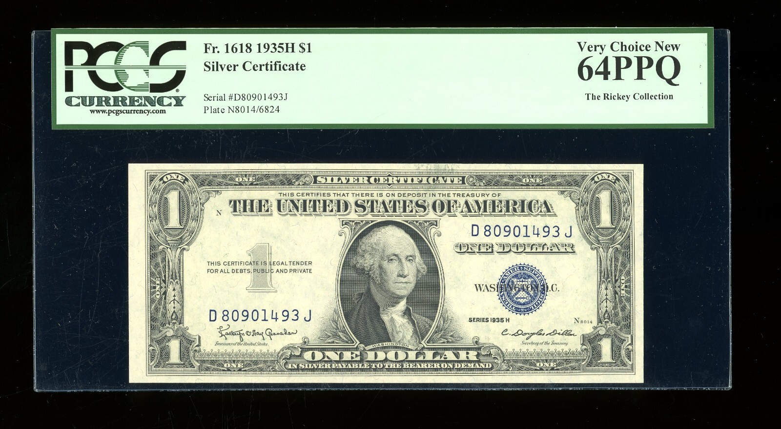 DBR $1 1935-H Silver Fr. 1618 DJ Block PCGS 64 PPQ Serial D80901493J | eBay