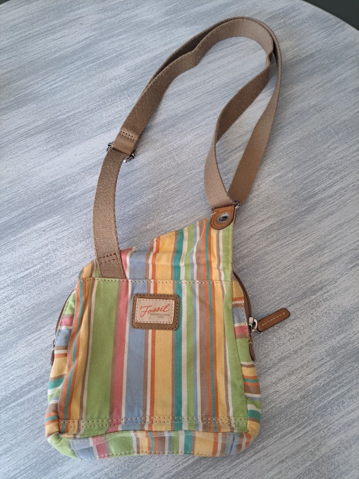 Fossil Multicolor Striped Fabric Cloth Crossbody Bag Purse | eBay