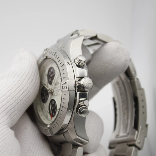 Breitling Colt Steel Chronograph White Sticks Dial Mens Watch A1338811 ...