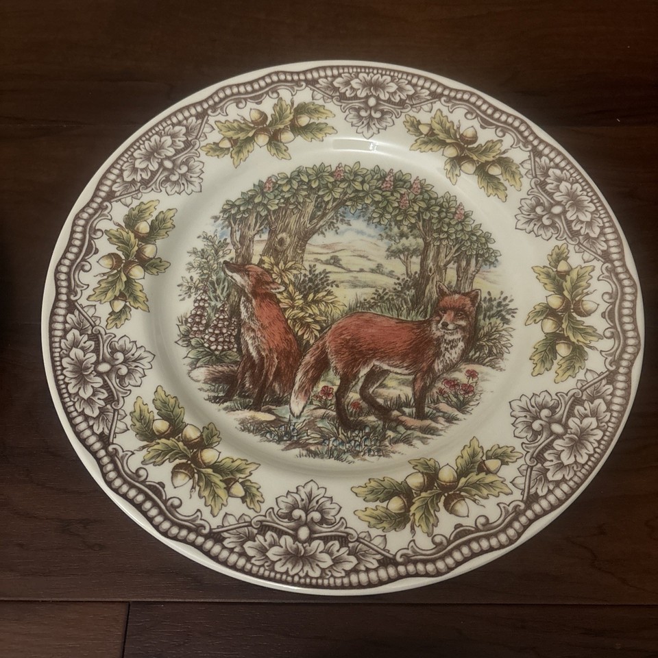 Victorian English Pottery-Royal Stafford Homeland Dinner Fox Plates Set ...
