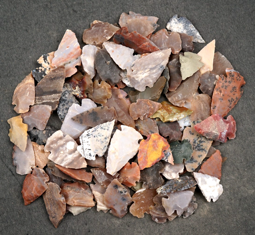 95 Bent Thin Chip 1.2" to 1.9" Flint Arrowhead Spear Point Knife Blade ...