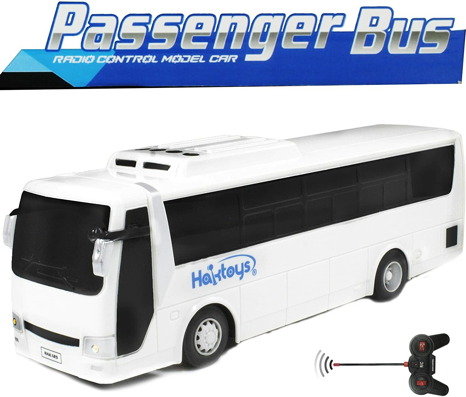 Remote Control Passenger Bus R/C Beaming Lights Toy Playroom Vehicle ...