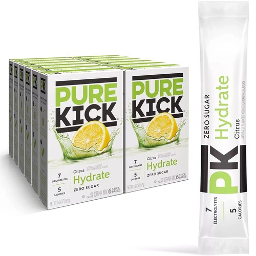 PURE KICK Hydration Singles To Go Drink Mix, Citrus, 6 Count (Pack of ...