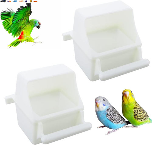 2 Pcs Small Bird Slot Feeder No Mess Cage Hanging Feeder Cup Plastic ...