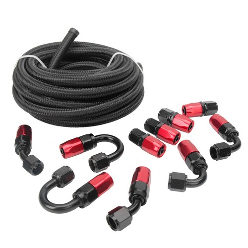 AN6 Nylon Steel Braided Oil Fuel Line Fitting transmission oil cooler ...