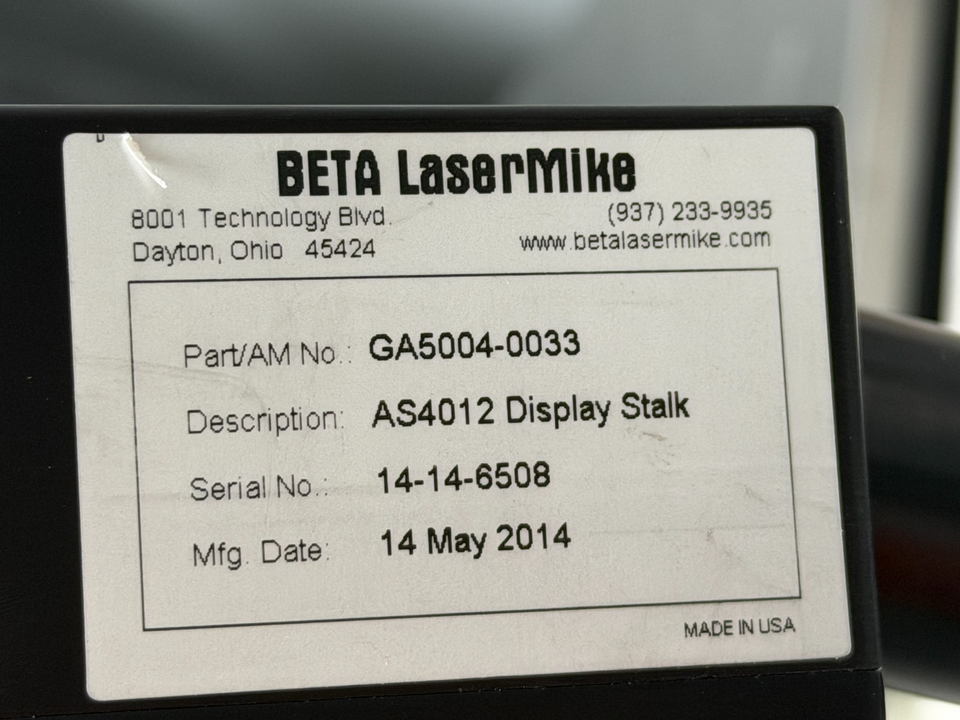 👀BETA LASERMIKE ACCUSCAN 4012 HIGH-SPEED SINGLE AXIS LASER GAUGE AS4012 ...