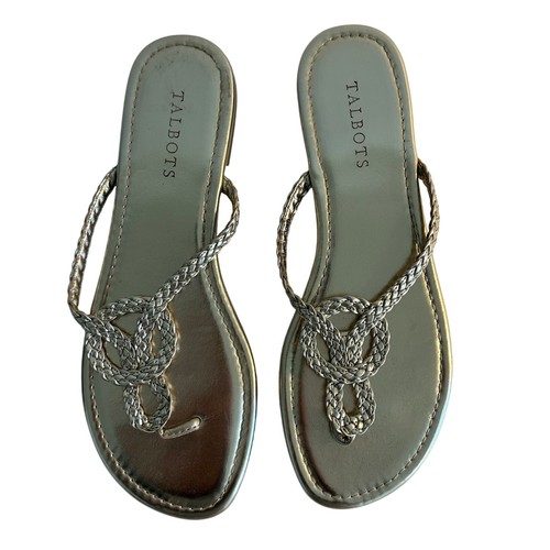 Talbots Gold Braided Thong Flat Sandals Size 9M Summer Beach Resort ...