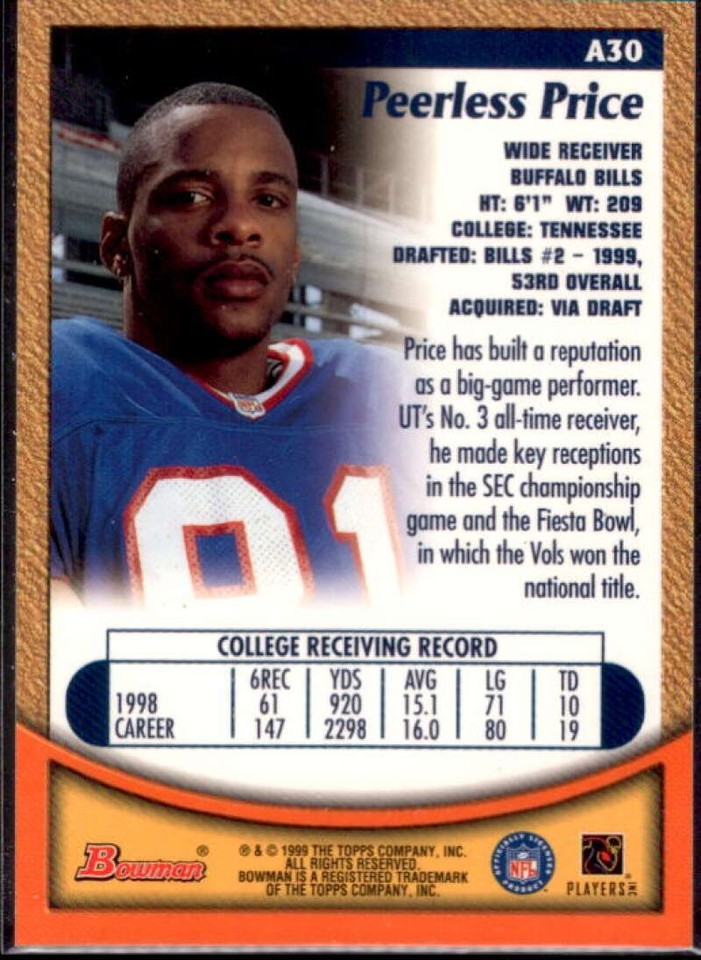 Peerless Price Card 1999 Bowman Autographs #A30 | eBay