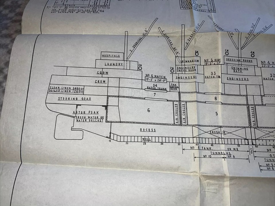 Rare Original 1939 Inboard Profile Plan QSMV Dominion Monarch Shaw ...