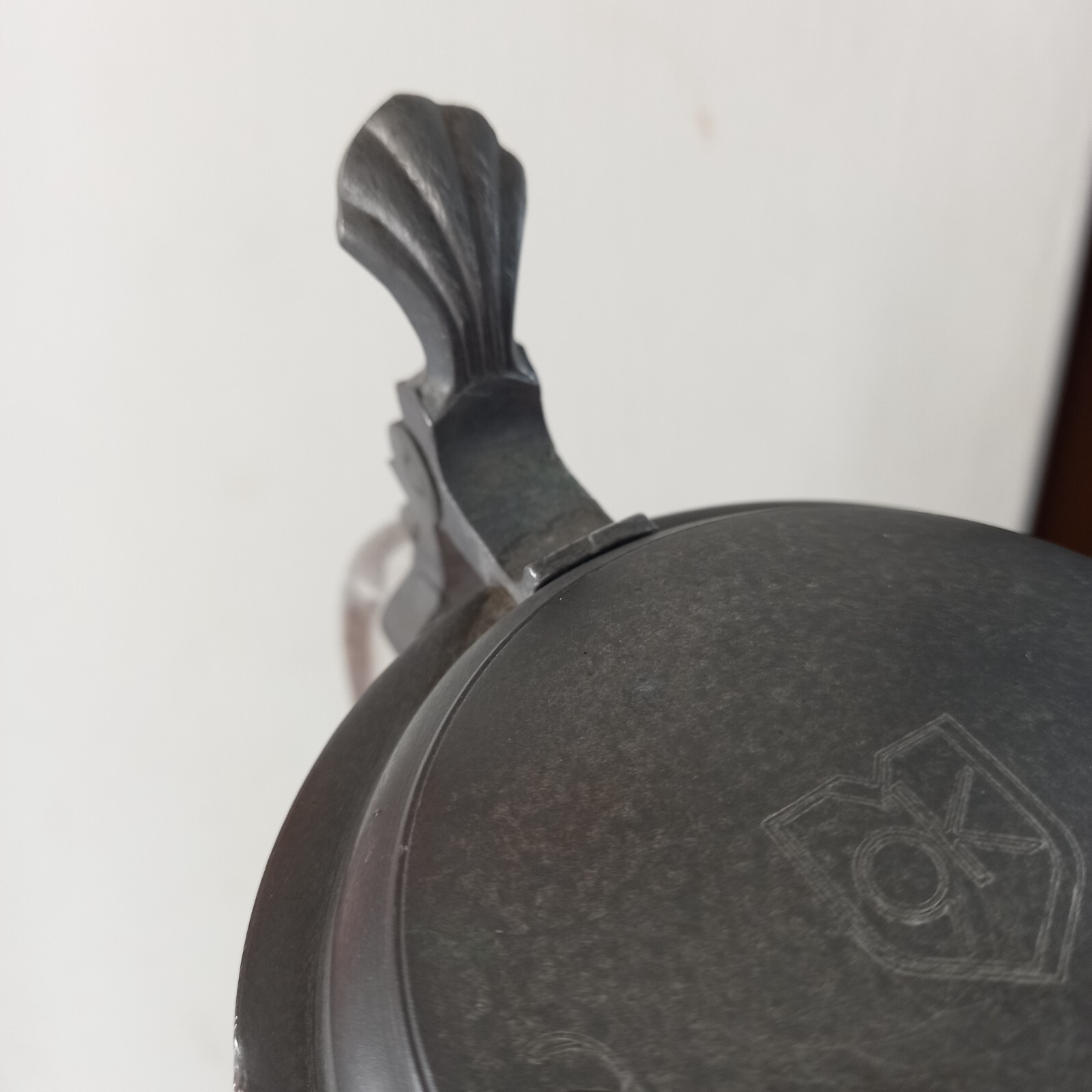 German Glass Pewter Beer Mug Stein Vintage Lid Decorated Brand/Prost ...