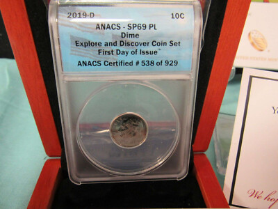 2019-D Roosevelt Dime Explore & Discover Coin Set ANACS SP69 PL Proof ...