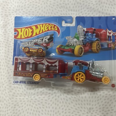 Hot Wheels Super Rigs Car-Nival Steamer Circus Train Track Ditachable ...