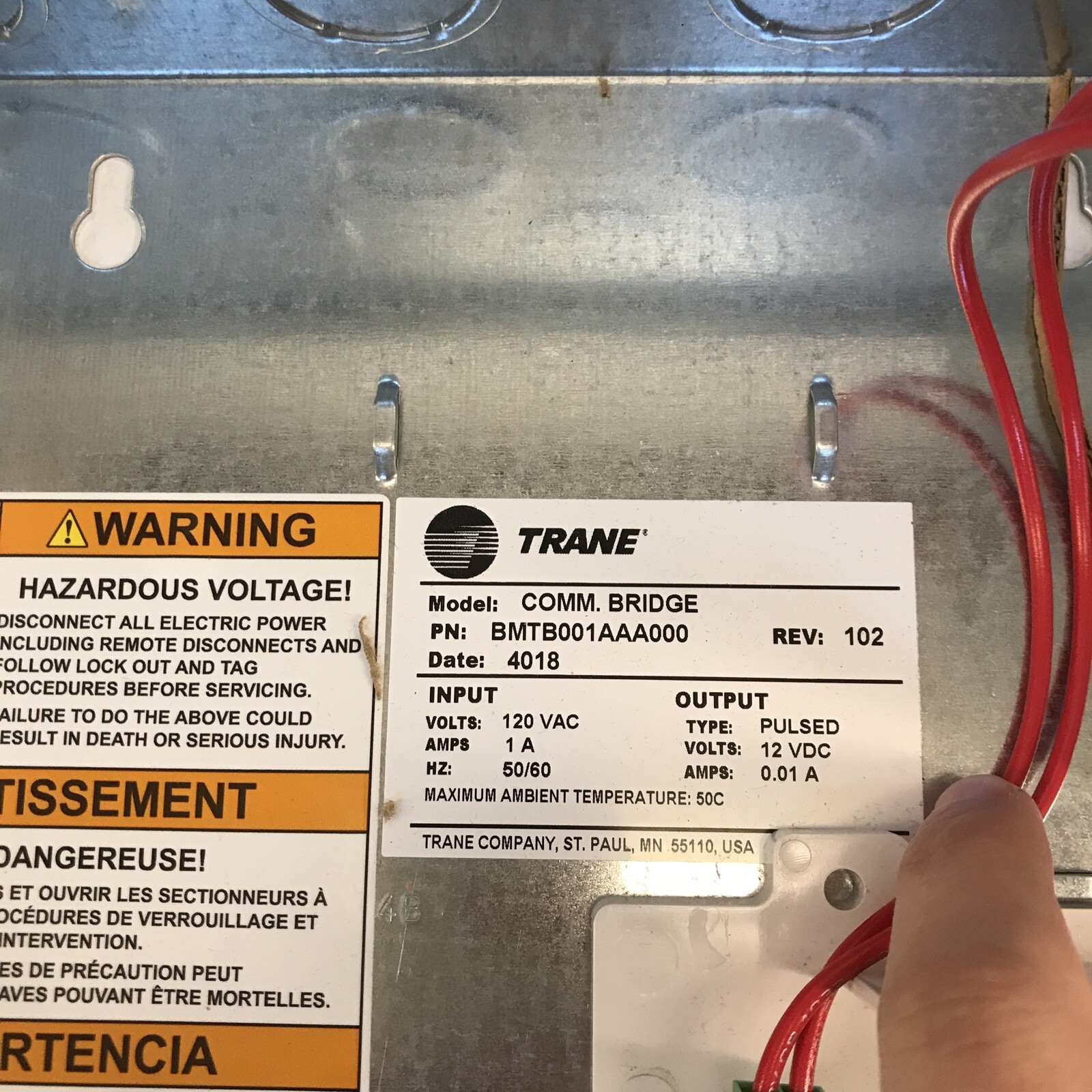 Trane Tracer Summit BMTB communication bridge enclosure BMTB001AAA000 ...