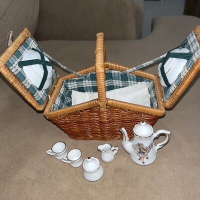miniature picnic basket tea set | eBay