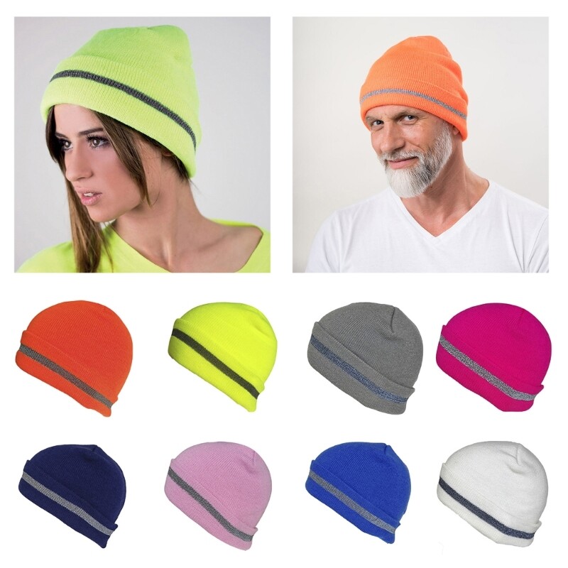 Winter Warm Reflective Knit Hat for Night Runners Outdoor Camping ...