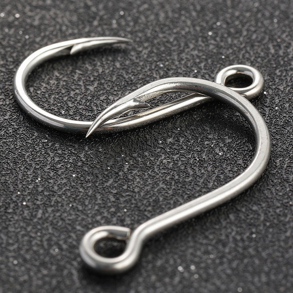 25~100 Pcs Inline Single Fishing Hooks Strong Wide Gap for Treble ...