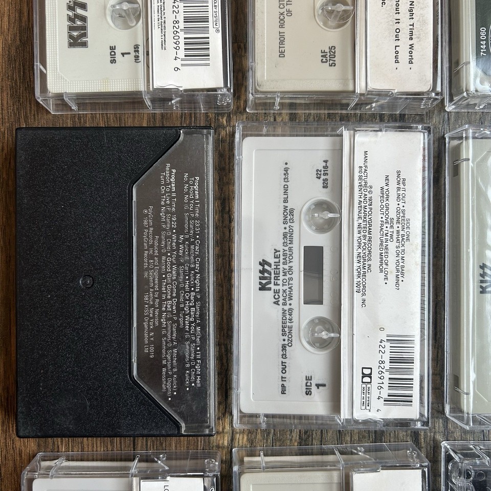 KISS Cassette Tape Lot 12 Albums Lick It Up Destroyer Alive II Love Gun ...