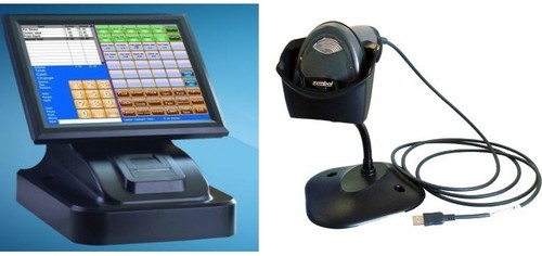 15" touch screen POS Cash Register with printer ,Zebra Barcode Scanner ...