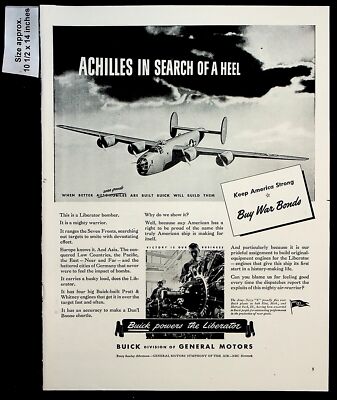 1943 Buick Dealer Plane War Military Bomber Liberator Vintage Print Ad ...