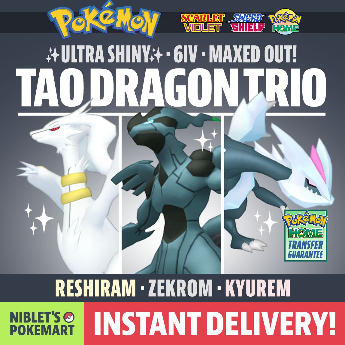 Reshiram Zekrom Kyurem Shiny