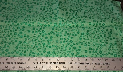 St.Patrick's Day Cotton Fabric Clovers/Shamrocks on Green Glitter 42" x ...
