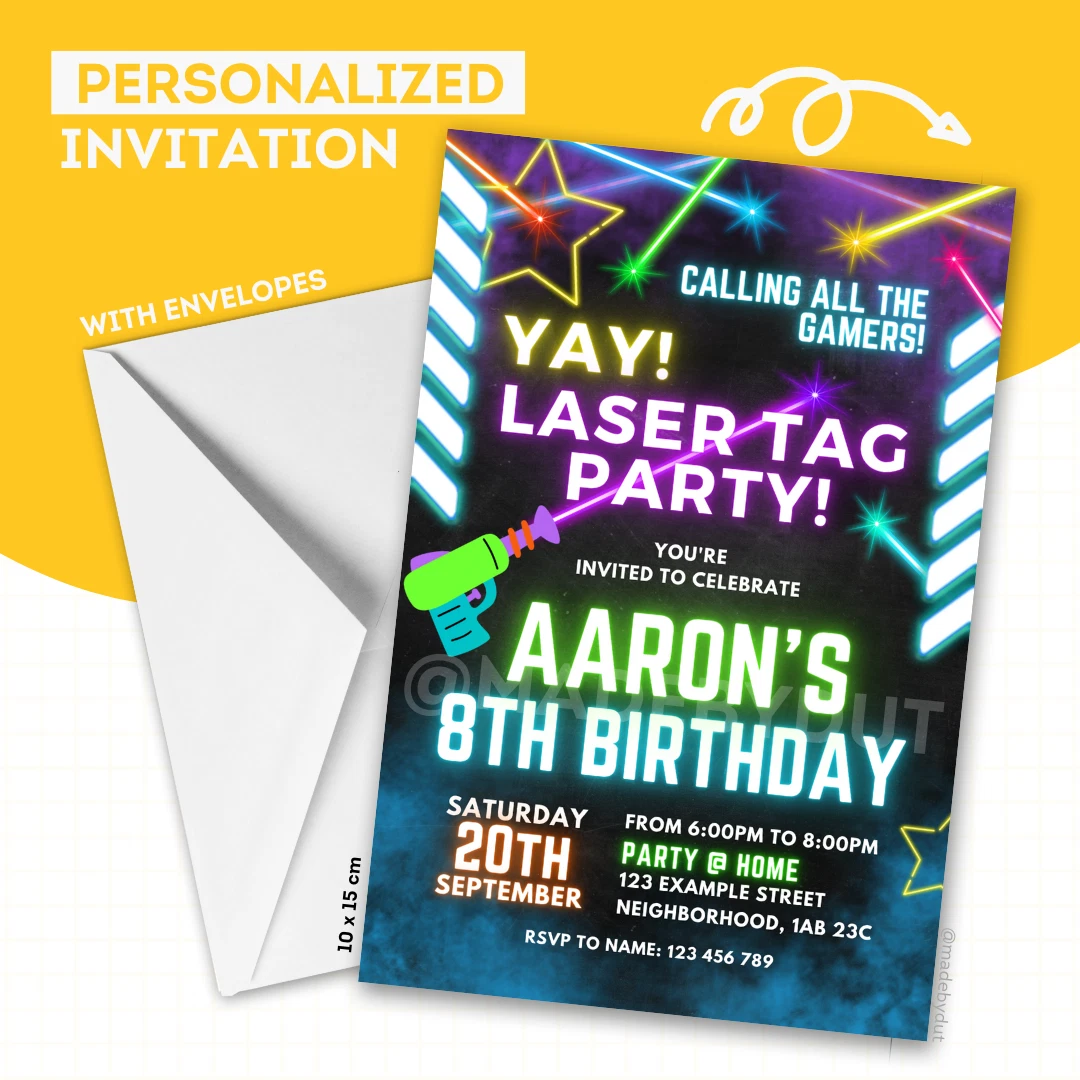 Laser Quest Invitation Card