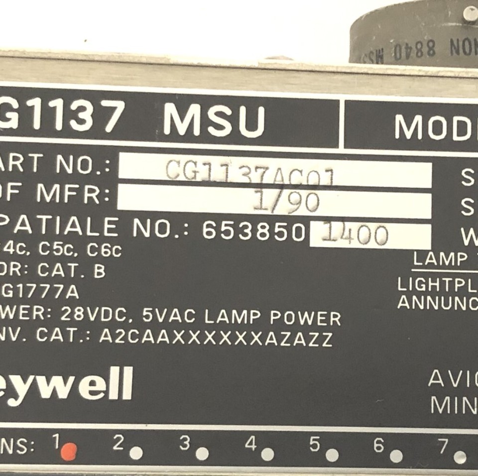 Honeywell Aircraft Mode Selector Unit P/N CG1137AC01 | eBay