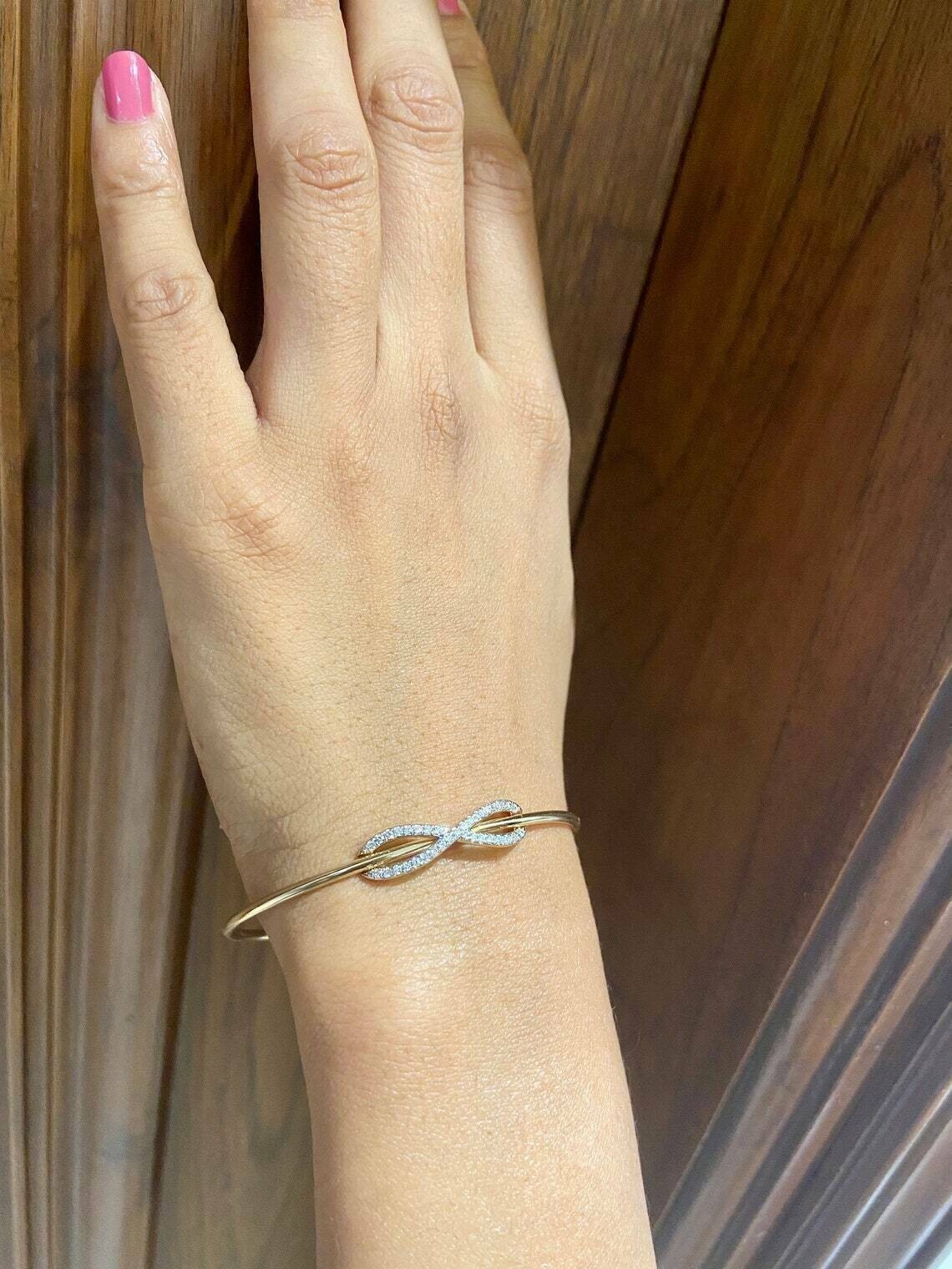 4Ct Round Lab-Created Diamond Infinity Bangle Bracelet 14k Yellow Gold Plated | eBay