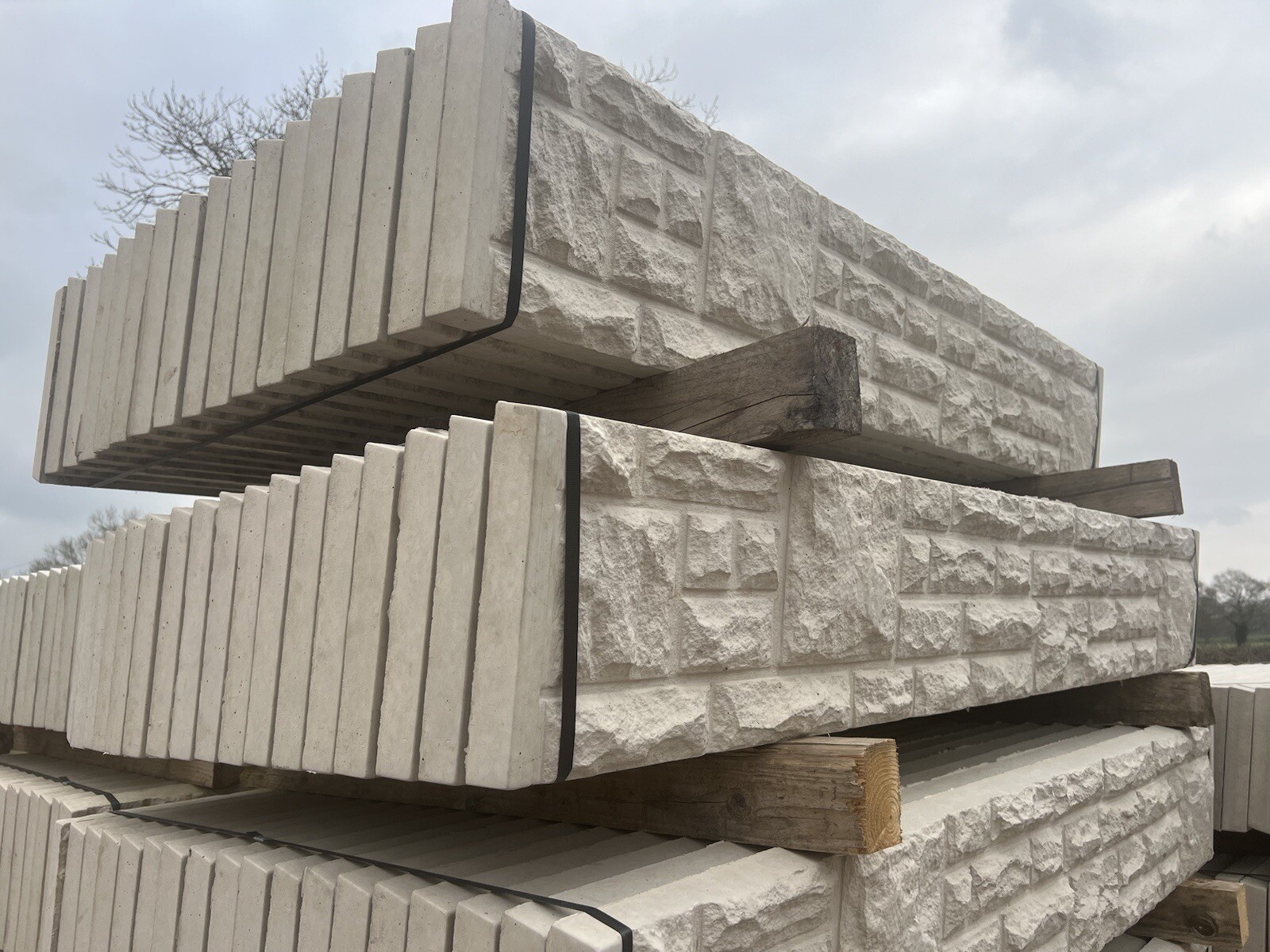 6Ft X 1Ft Reinforced Rockface Concrete Garden Fencing Base Panels - New ...