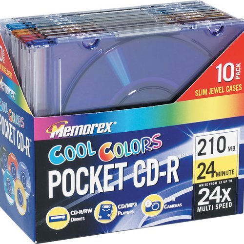 Memorex 210MB/24-Minute 24x 3" Pocket CD-R Media (Cool Colors, 10-Pack ...